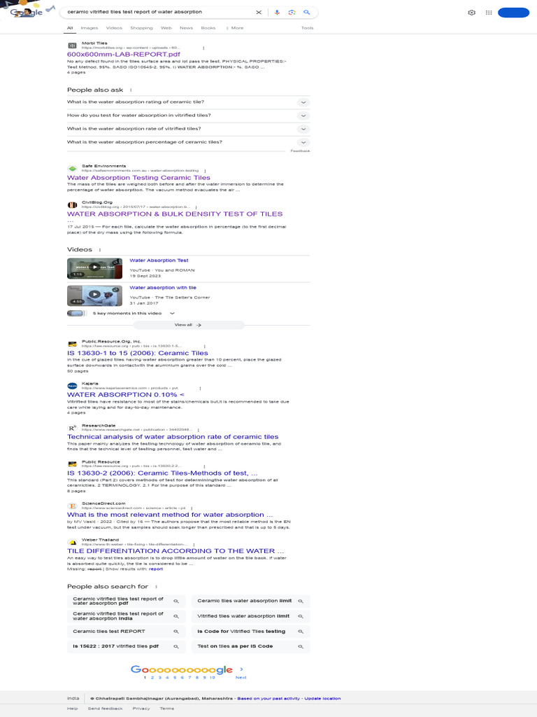 Ceramic Vitrified Tiles Test Report of Water Absorption - Google Search ...
