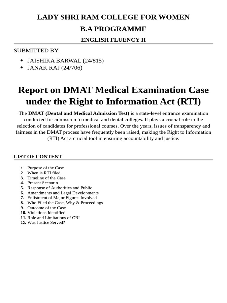 Dmat - Rti Complete | PDF | Justice | Crime & Violence