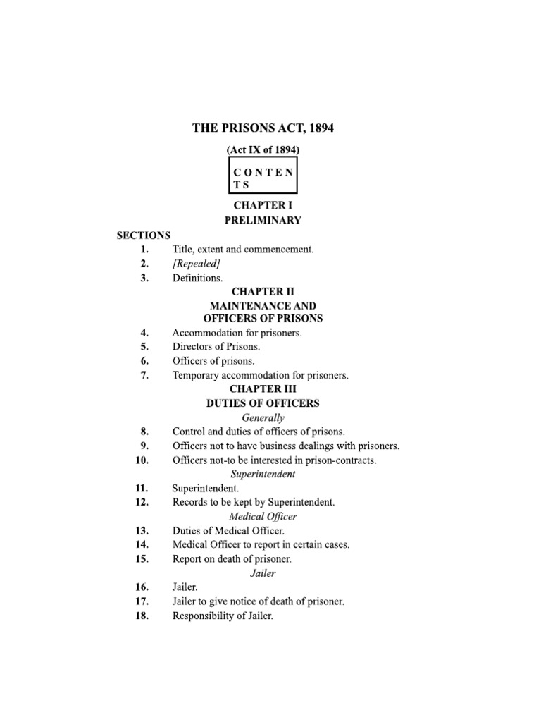 Prison Act 1894 | PDF