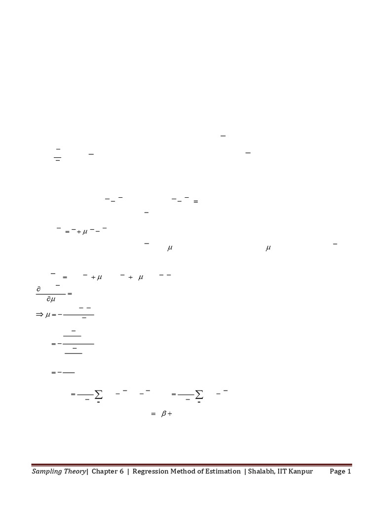 chapter6-sampling-regression-method-estimation | PDF | Linear Regression | Variance