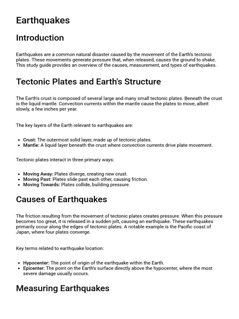 Understanding Earthquakes: Causes & Types | PDF | Earthquakes | Plate ...