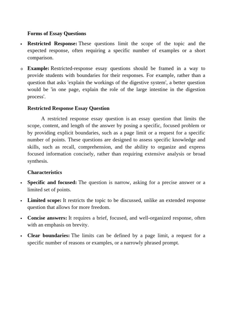 Types of Essay Questions Explained | PDF | Essays | Thought