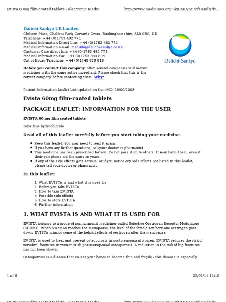EVISTA | PDF | Osteoporosis | Thrombosis