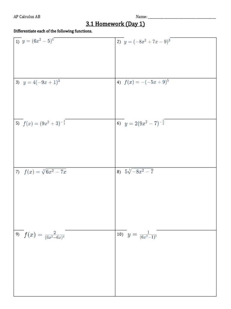 3.1 Homework (Day 1) | PDF