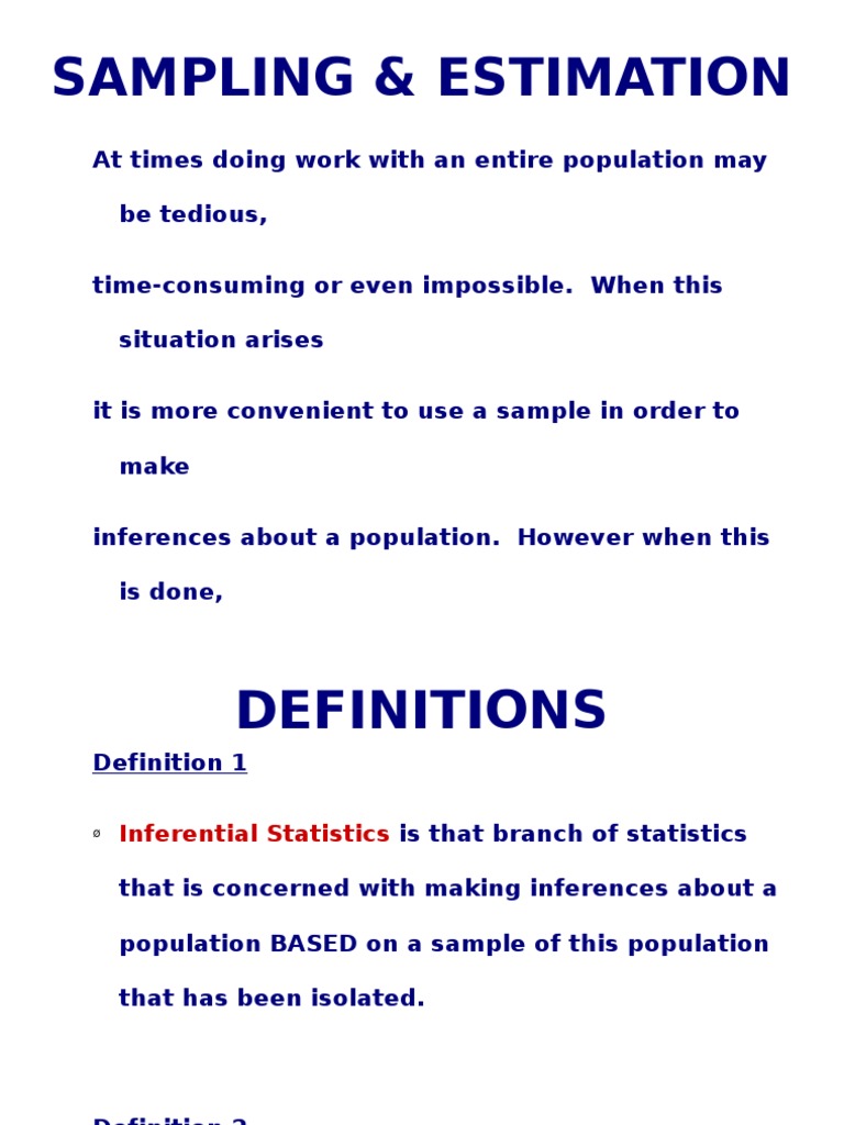 Sampling Estimation | PDF | Confidence Interval | Sample Size Determination