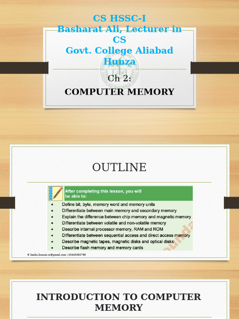 Chapter 2 Computer Memory | PDF | Random Access Memory | Computer Data Storage