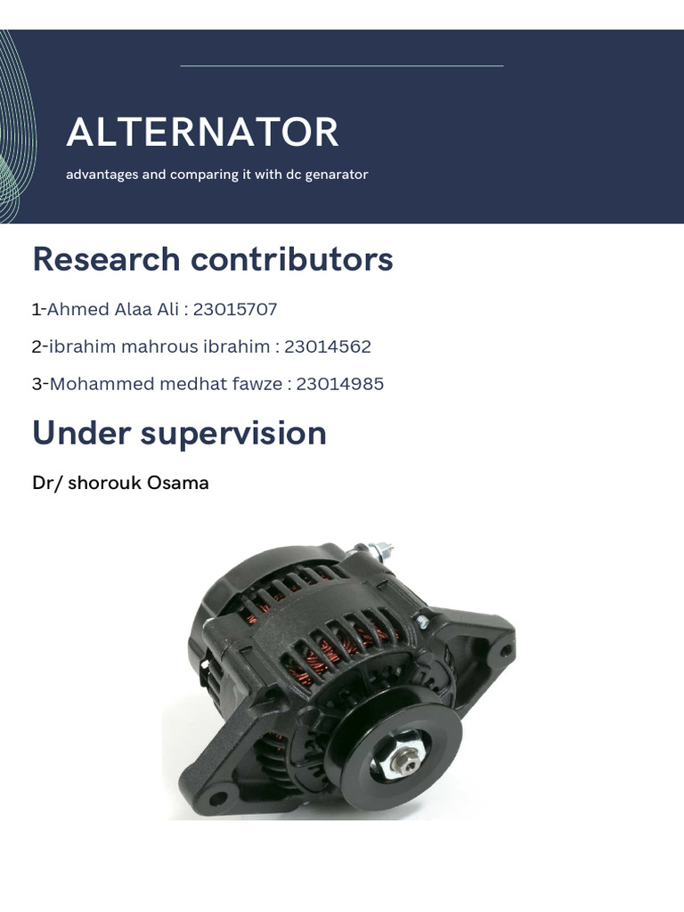 Alternator vs. DC Generator Advantages | PDF