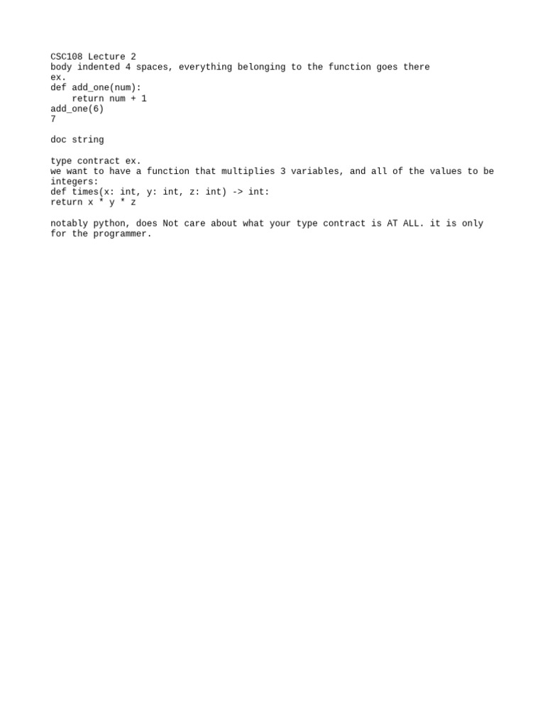 CSC108 Lecture 2 | PDF