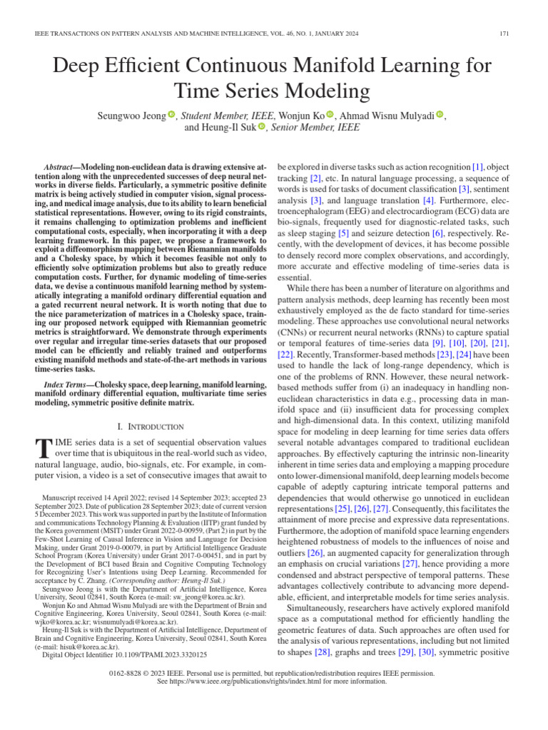 Deep Learning for Time Series Manifold Analysis | PDF | Matrix ...