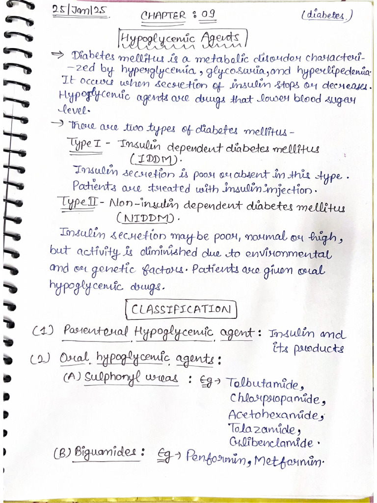 Chap09 Hypoglycemic Agents Notes | PDF
