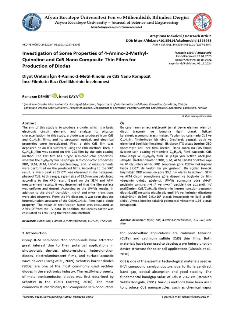Investigation of Some Properties of 4-Amino-2-Methyl-Quinoline and CDS ...