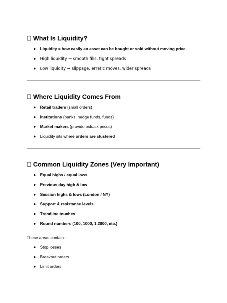 Day Trading Notes(Liquidity) | PDF | Market Liquidity | Day Trading