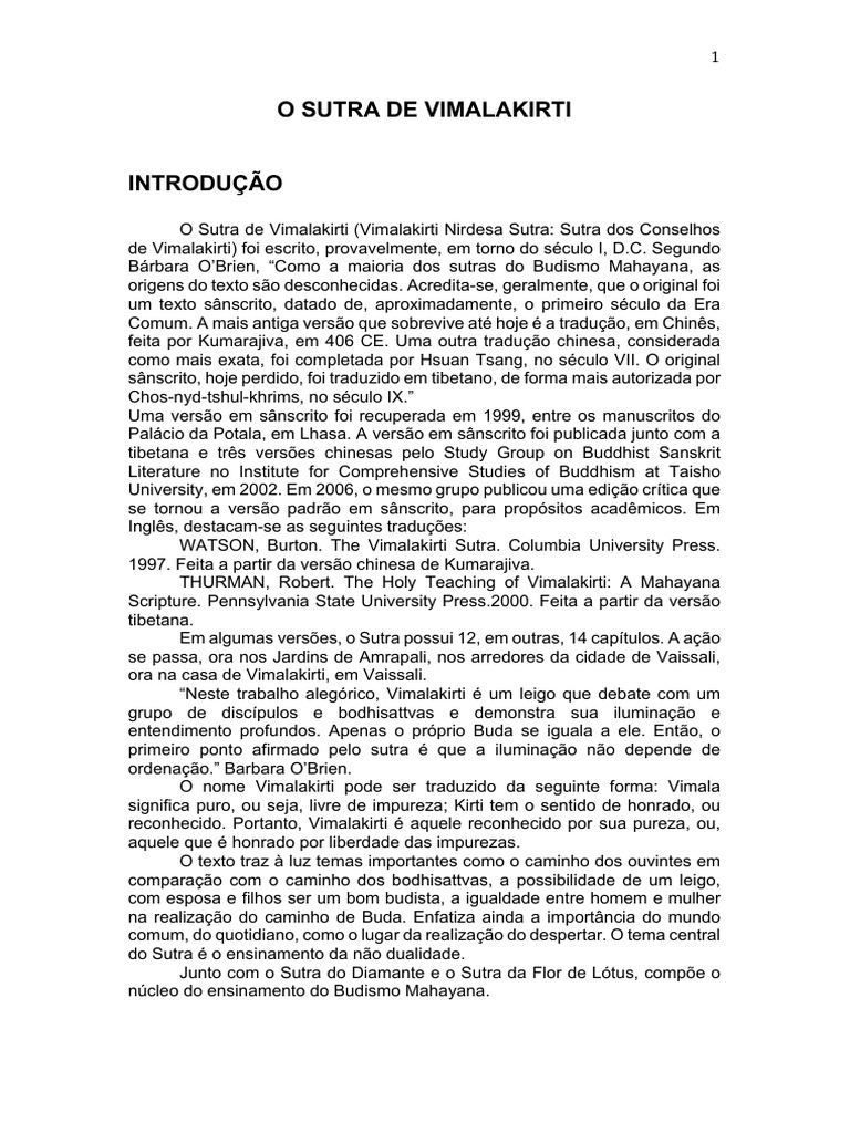 Sutra de Vimalakirti 1 a 8 Comentario e Tradução s 230816 155031 | PDF ...
