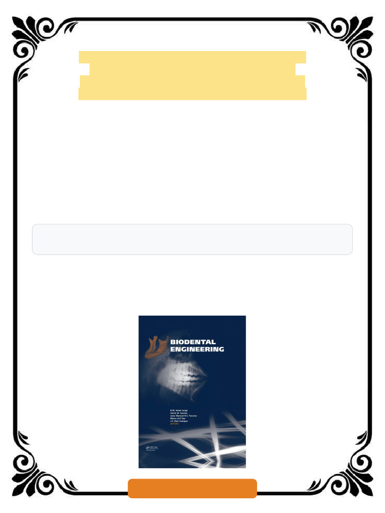 Biodental Engineering 1st Edition by Natal Jorge, SÃ³nia Santos, JoÃ£o ...