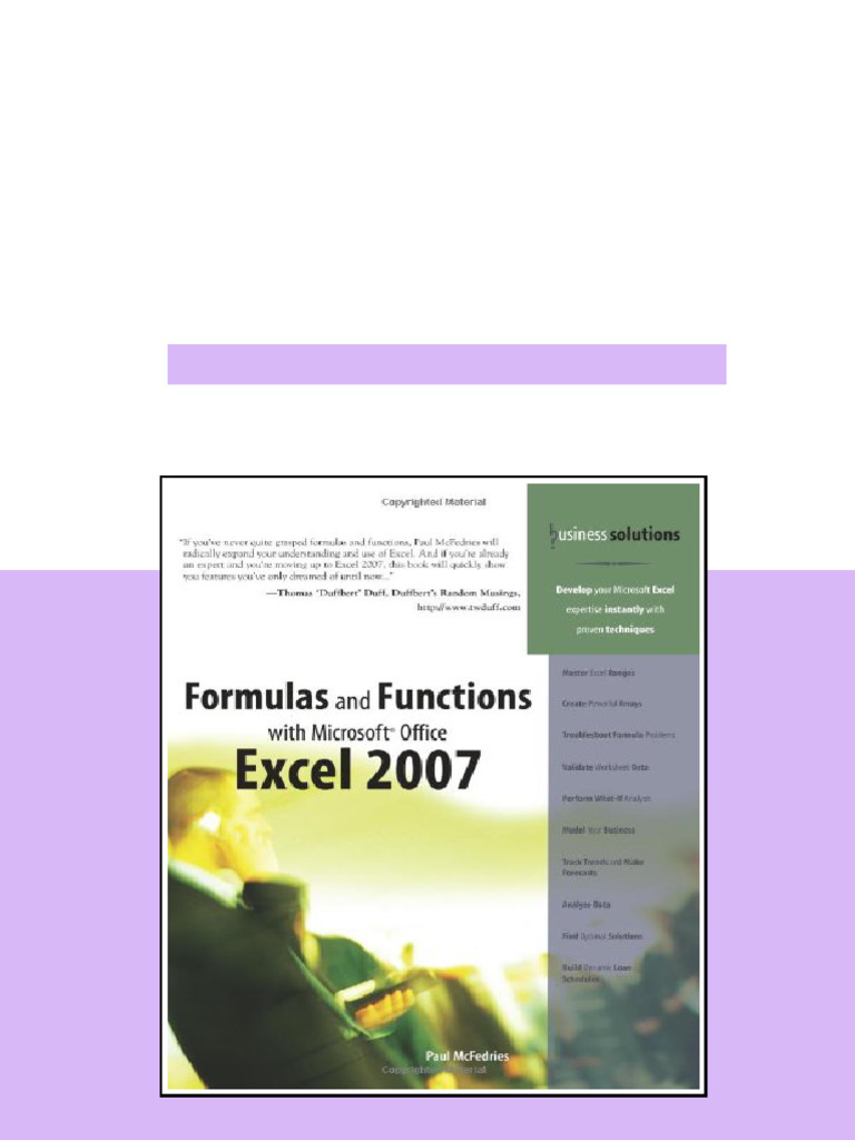 (Ebook) Formulas and functions with Microsoft Office Excel 2007 by Paul McFedries ISBN ...