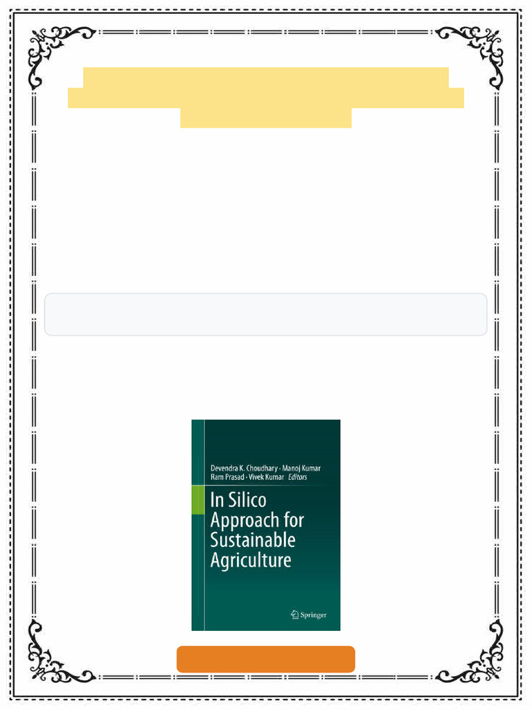In Silico Approach for Sustainable Agriculture Devendra K. Choudhary eBook chapter-indexed pdf ...