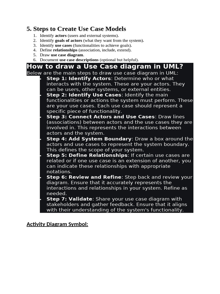 Create Use Case Models in UML | PDF