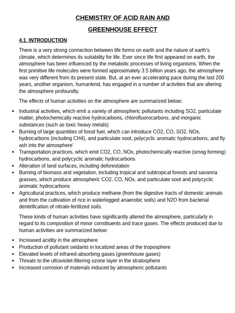 Chem 407 Acid Rain Introduction | PDF