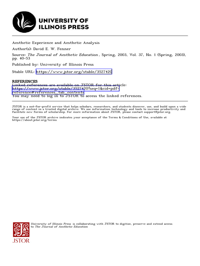 Aesthetic Experience and Aesthetic Analysis | PDF | Aesthetics | Experience