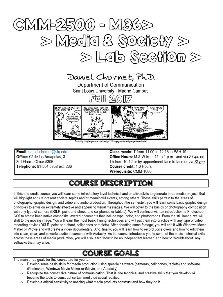 Fall 2017 Syllabus-CMM 2500-M36-Professo | PDF | Academic Integrity ...