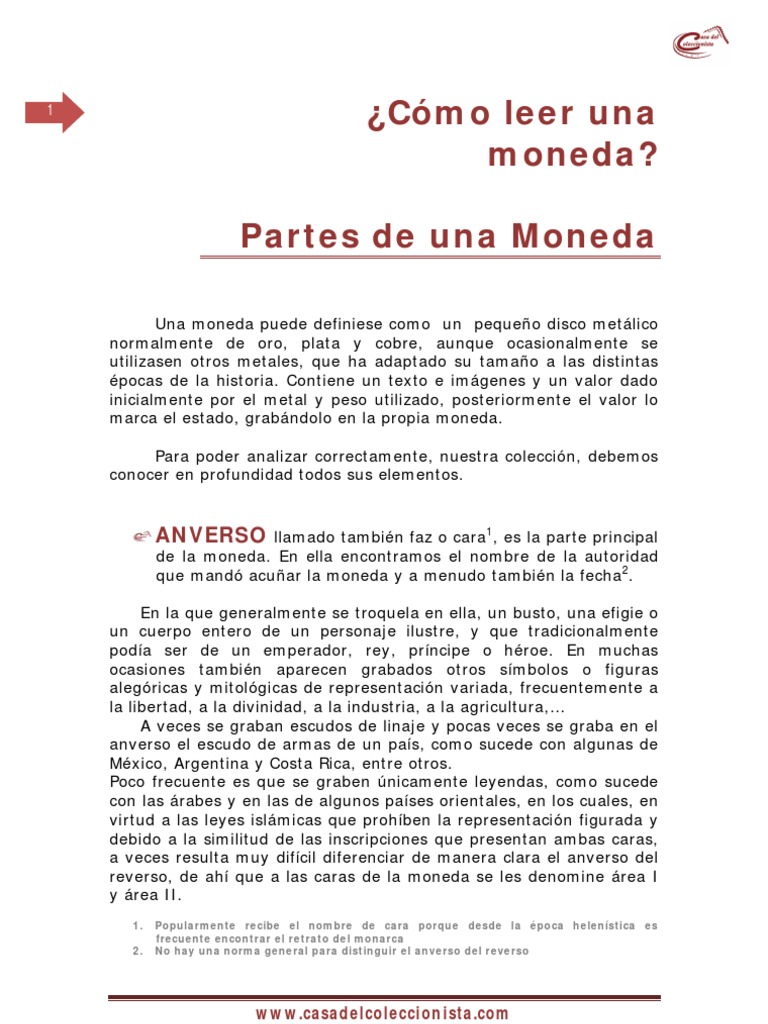Partes y características de una moneda | PDF | Monedas | Finura