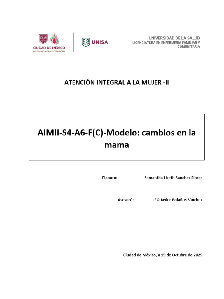 Modelo Cambios en La Mama Sanchez Flores Samantha Lizeth | PDF