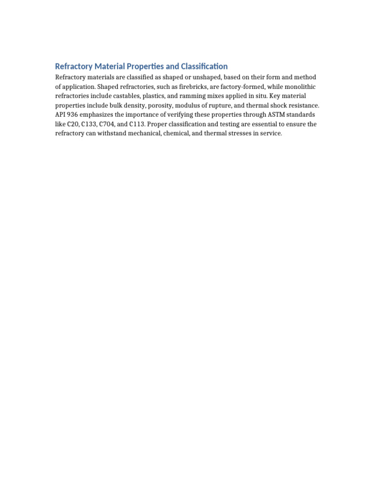 Refractory Materials: Properties & Types | PDF