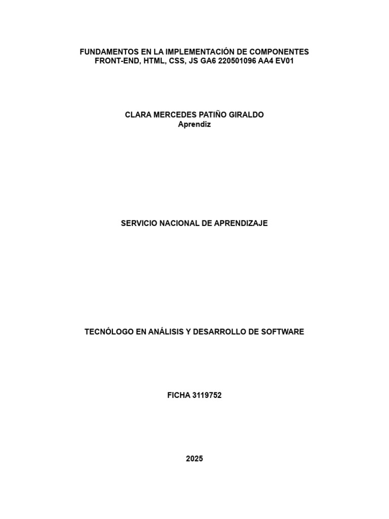 Fundamentos en La Implementación de Componentes Front-End, HTML, CSS ...