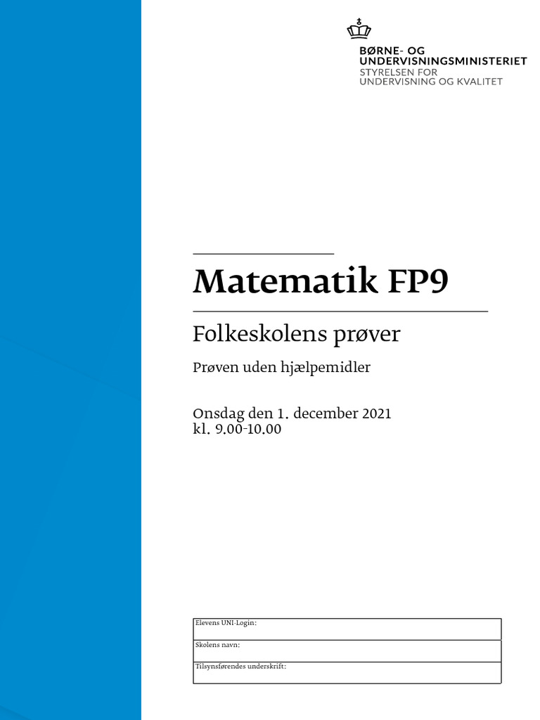 FP9 Matematik Uden Hjælpemidler December 2021 | PDF