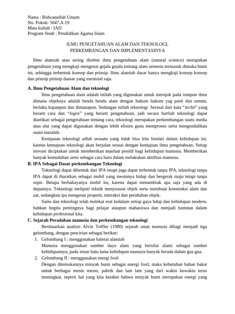 Peran IPA dalam Kemajuan Teknologi | PDF
