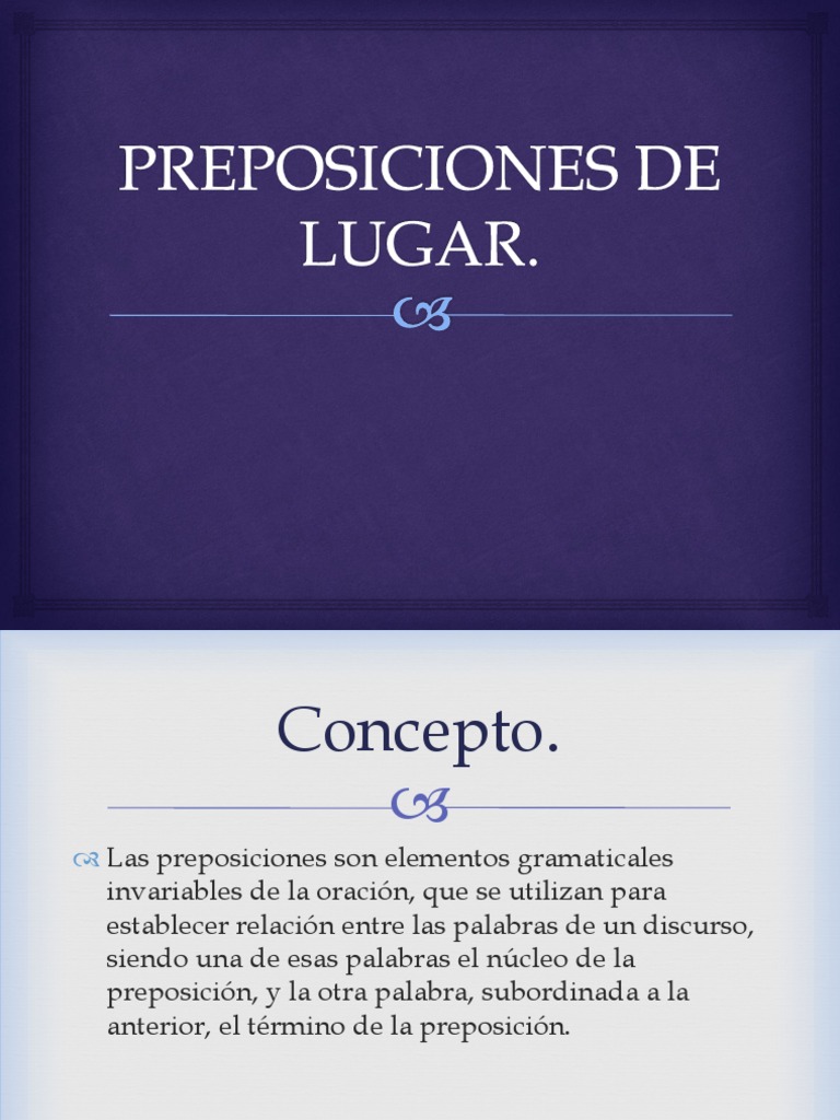 Preposiciones de Lugar: Conceptos y Ejemplos | PDF | Lingüística | Idiomas