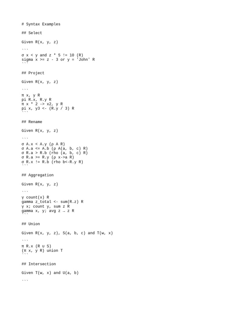 Short Syntax Examples.md | PDF