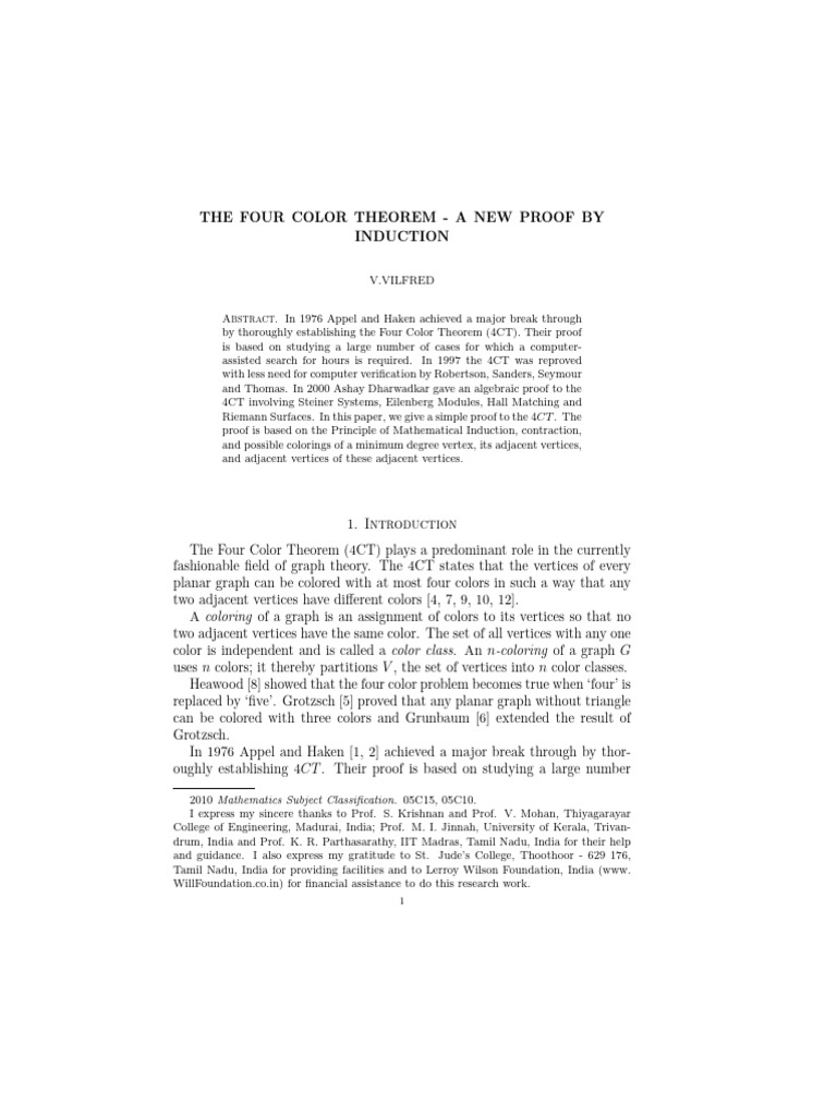 New Inductive Proof of Four Color Theorem | PDF | Mathematical ...