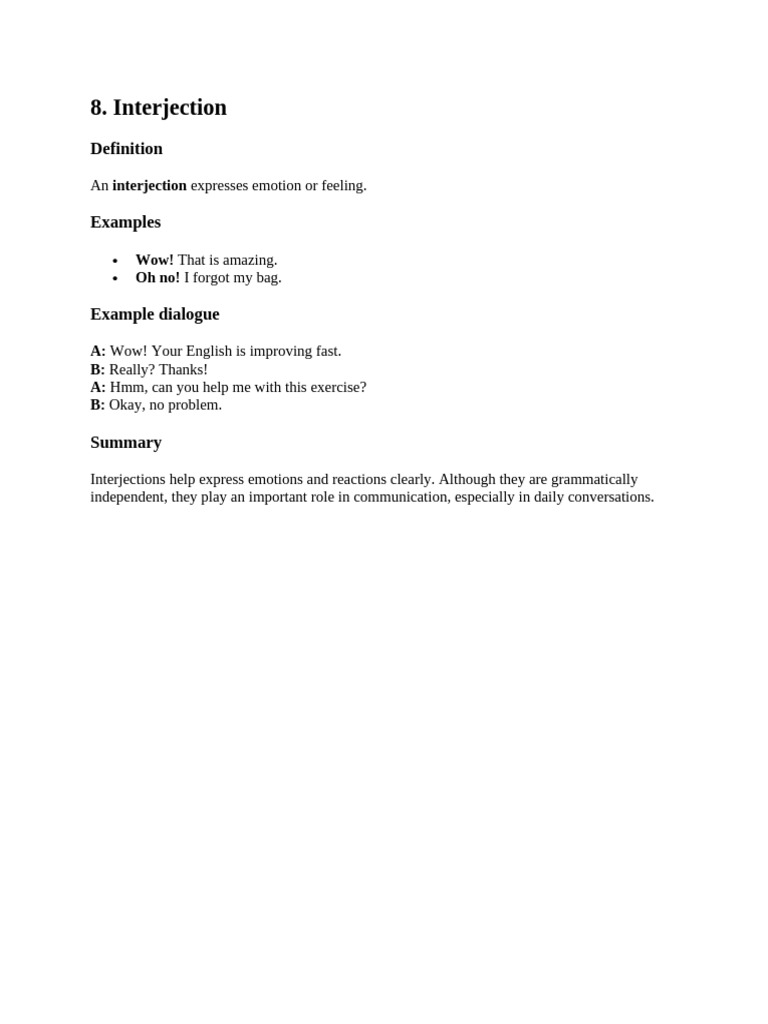 Interjection | PDF