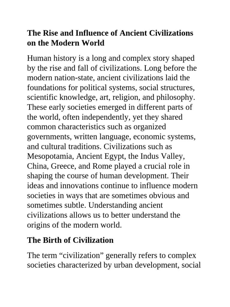The Rise and Influence of Ancient Civilization | PDF | Mesopotamia ...