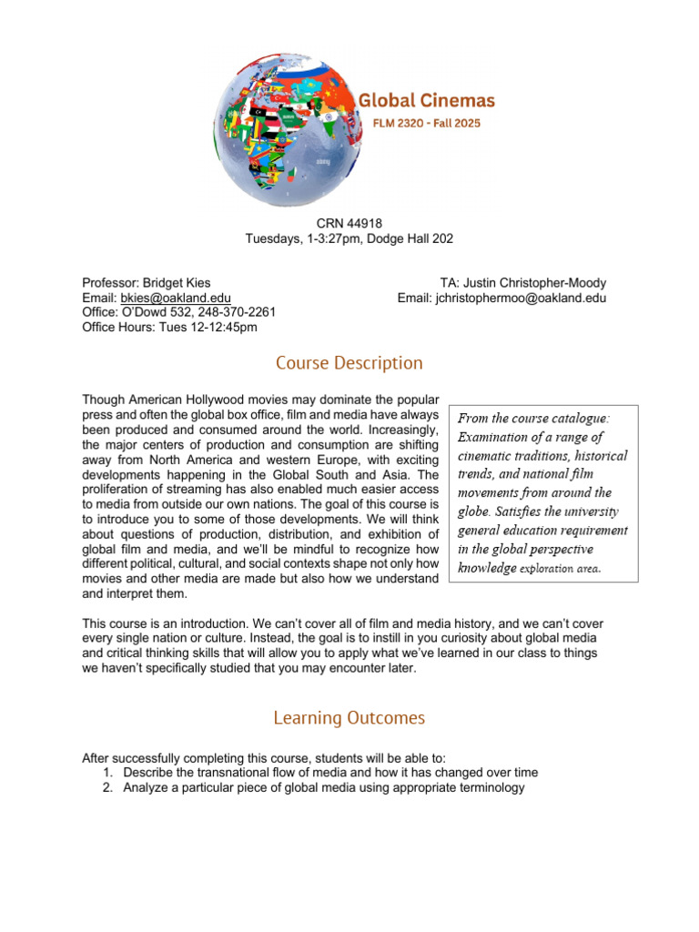 Global Film and Media Course Overview | PDF | Academic Integrity ...