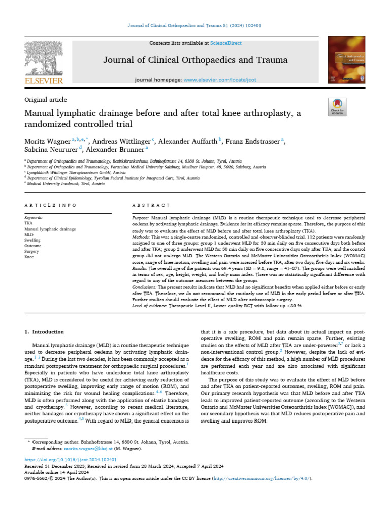 Manual Lymphatic Drainage Before and After Total K | PDF | Orthopedic ...