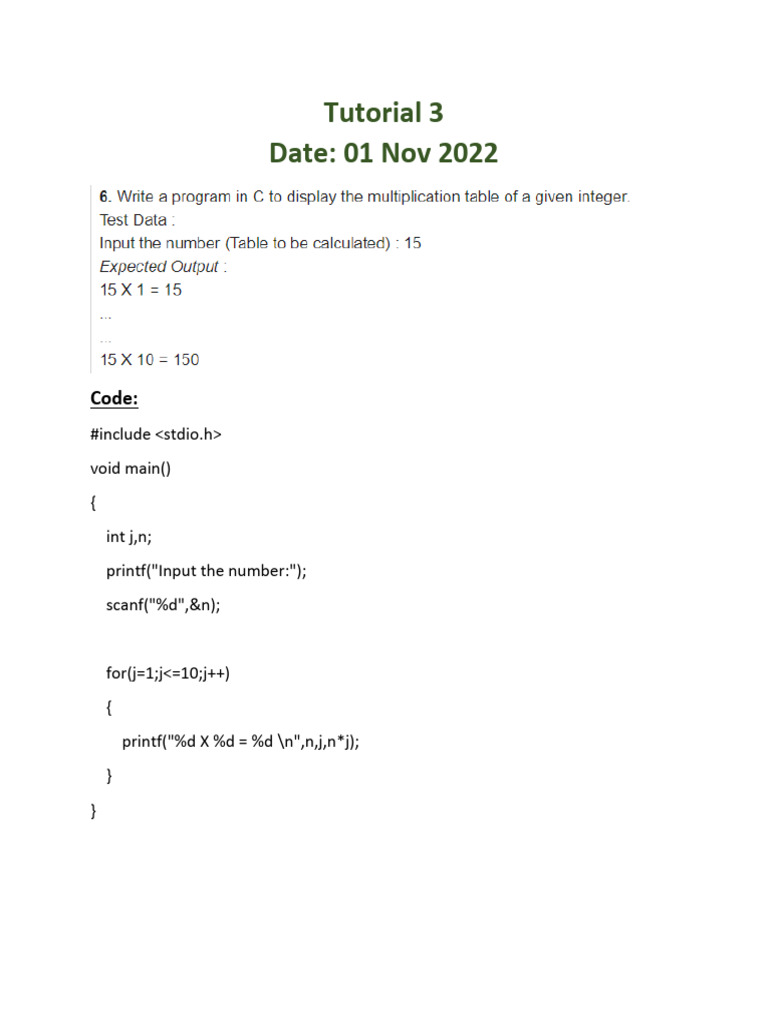 Tutorial 3 | PDF