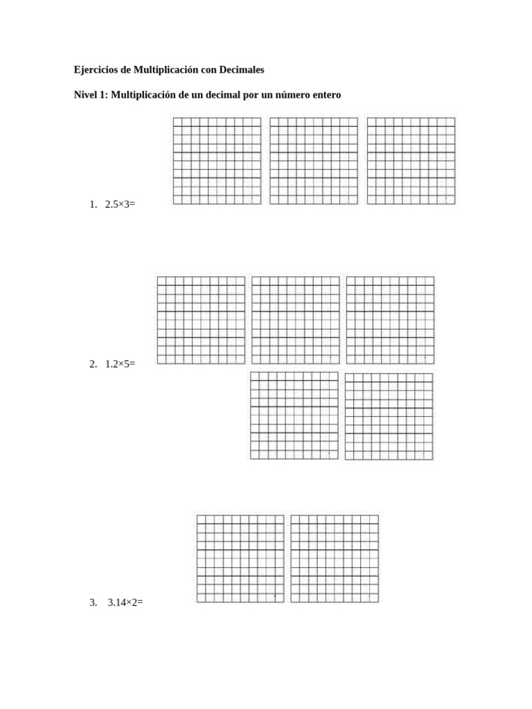 Ejercicios de Multiplicación y División Decimal | PDF