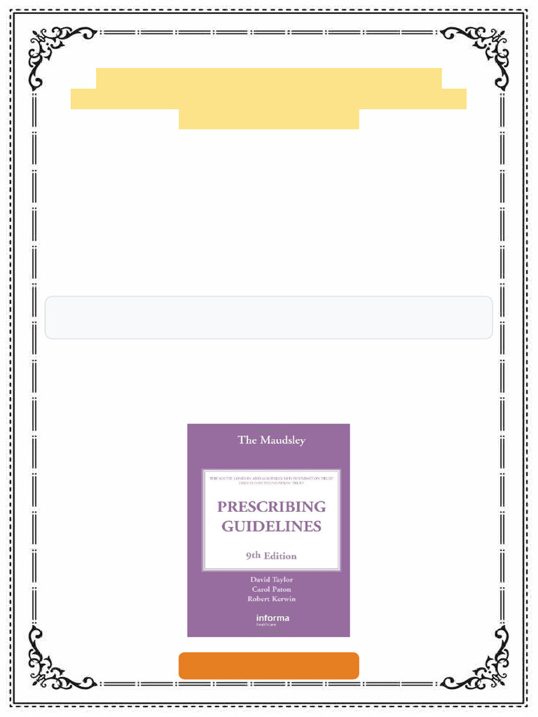 The Maudsley Prescribing Guidelines 9th Edition David Taylor Ebook ...