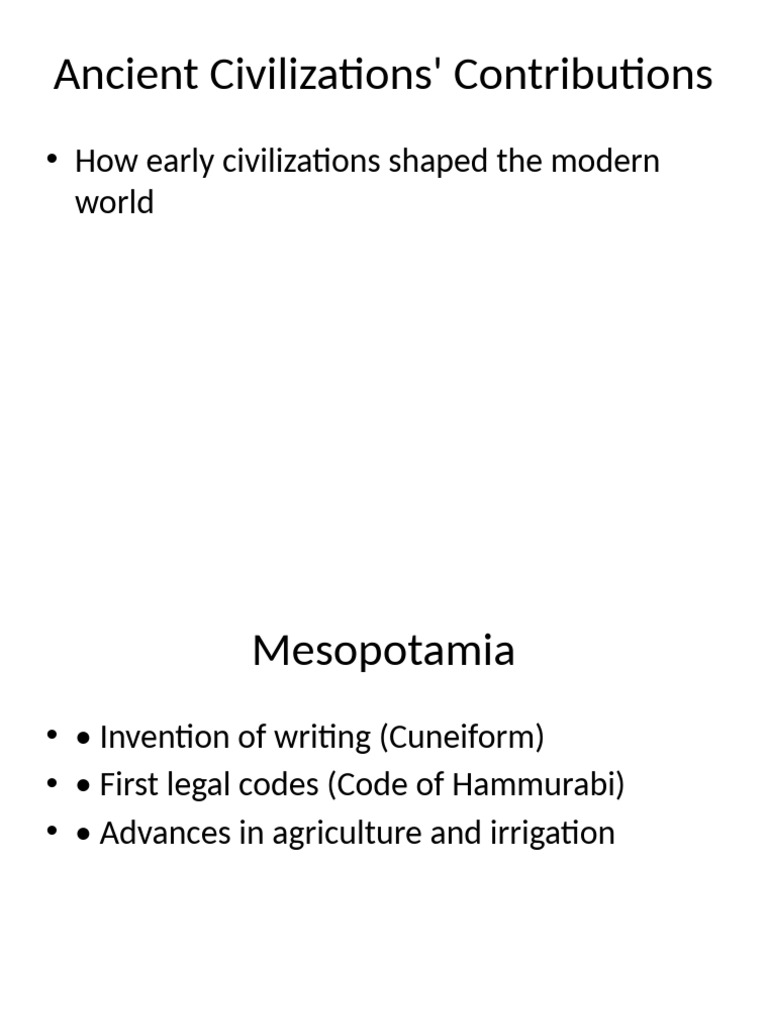 Ancient Civilizations Contributions | PDF