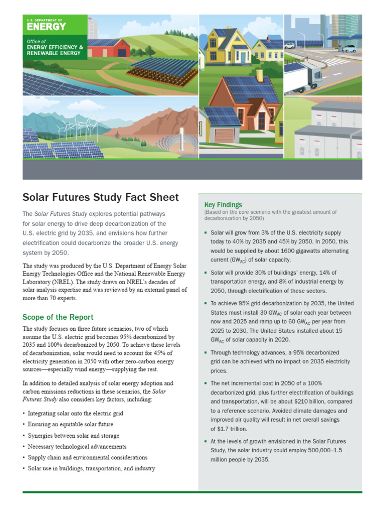 Solar Futures Study Fact Sheet | PDF | Climate Change Mitigation ...