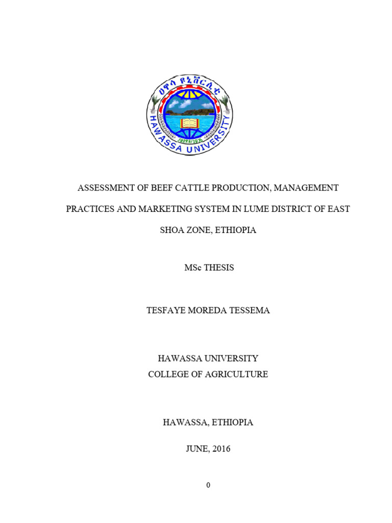 Thesis Tesfaye 2016 | PDF | Cattle | Livestock