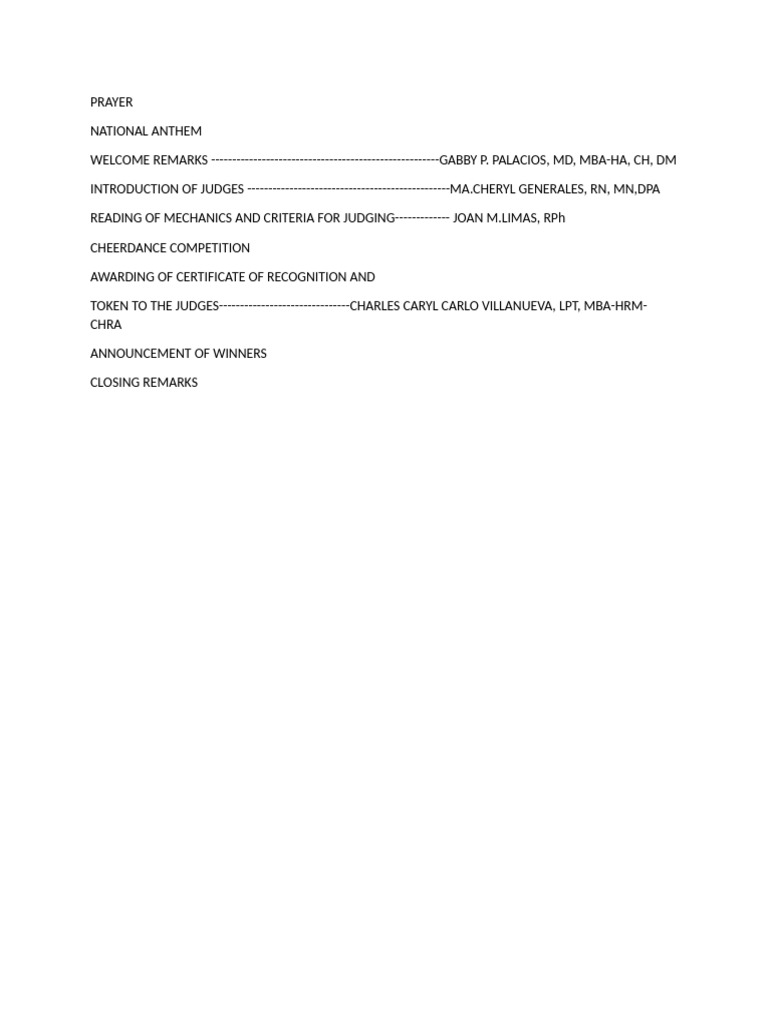 Cheer Dance Competition Agenda | PDF