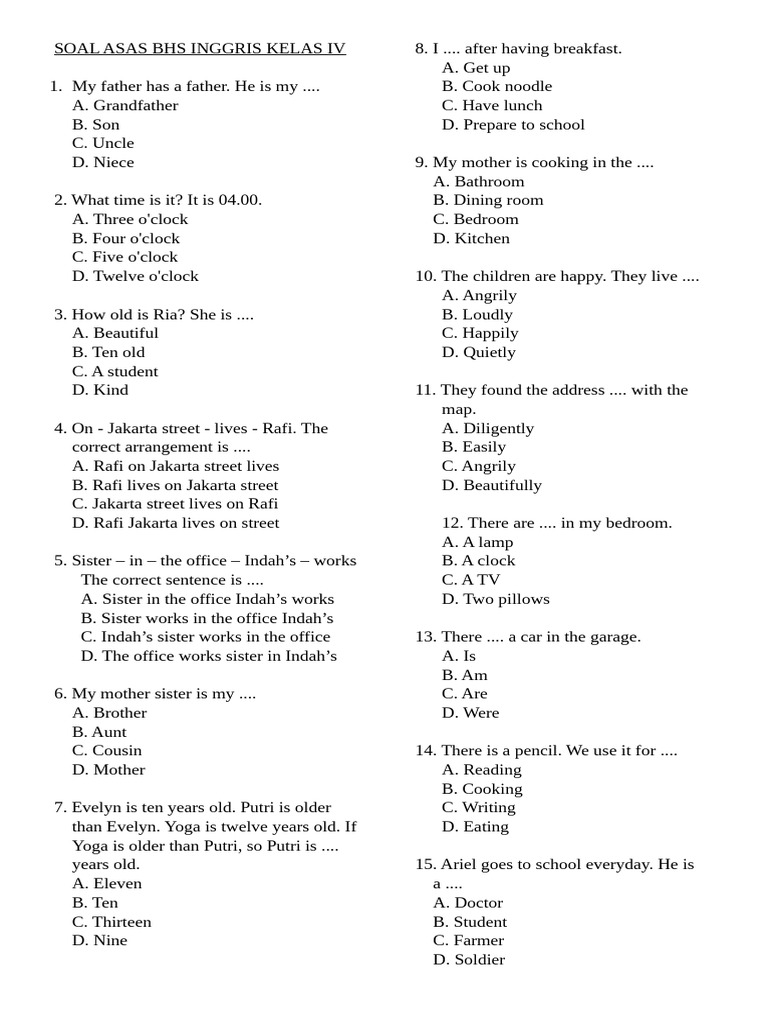 Les Akhdan Bhs Inggris Asas 2 | PDF