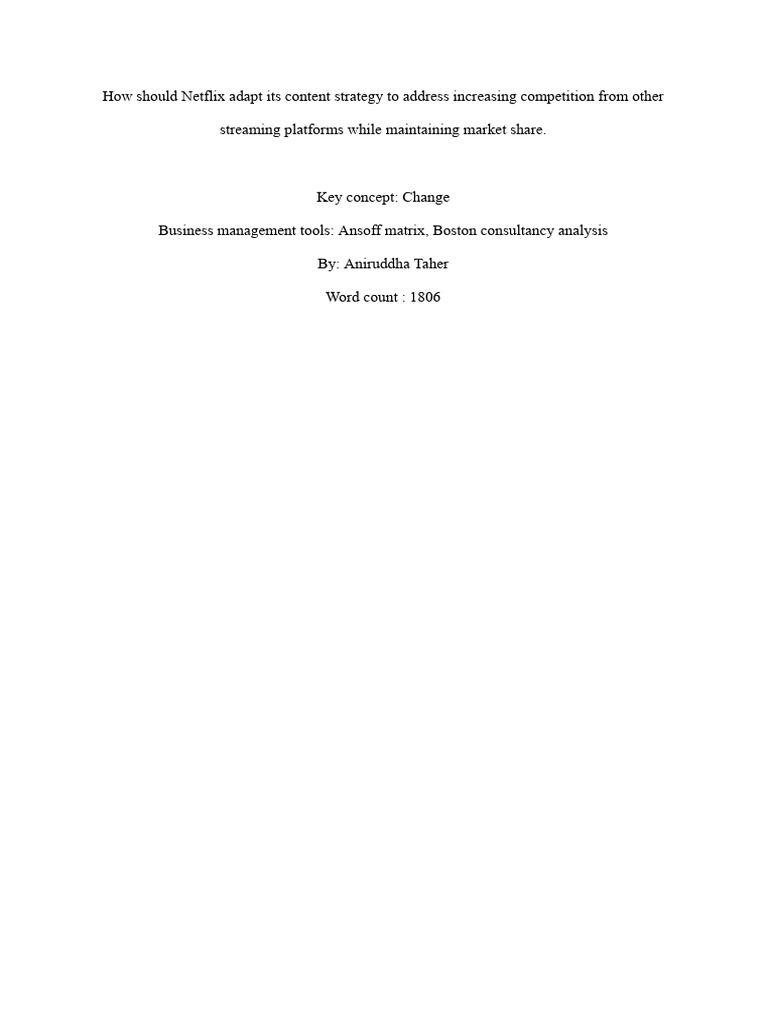 Netflix Content Strategy for Market Retention | PDF | Pricing | Netflix