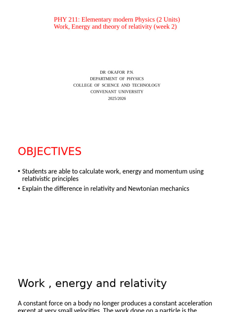 Relativity and Energy in Physics 211 | PDF | Classical Mechanics ...