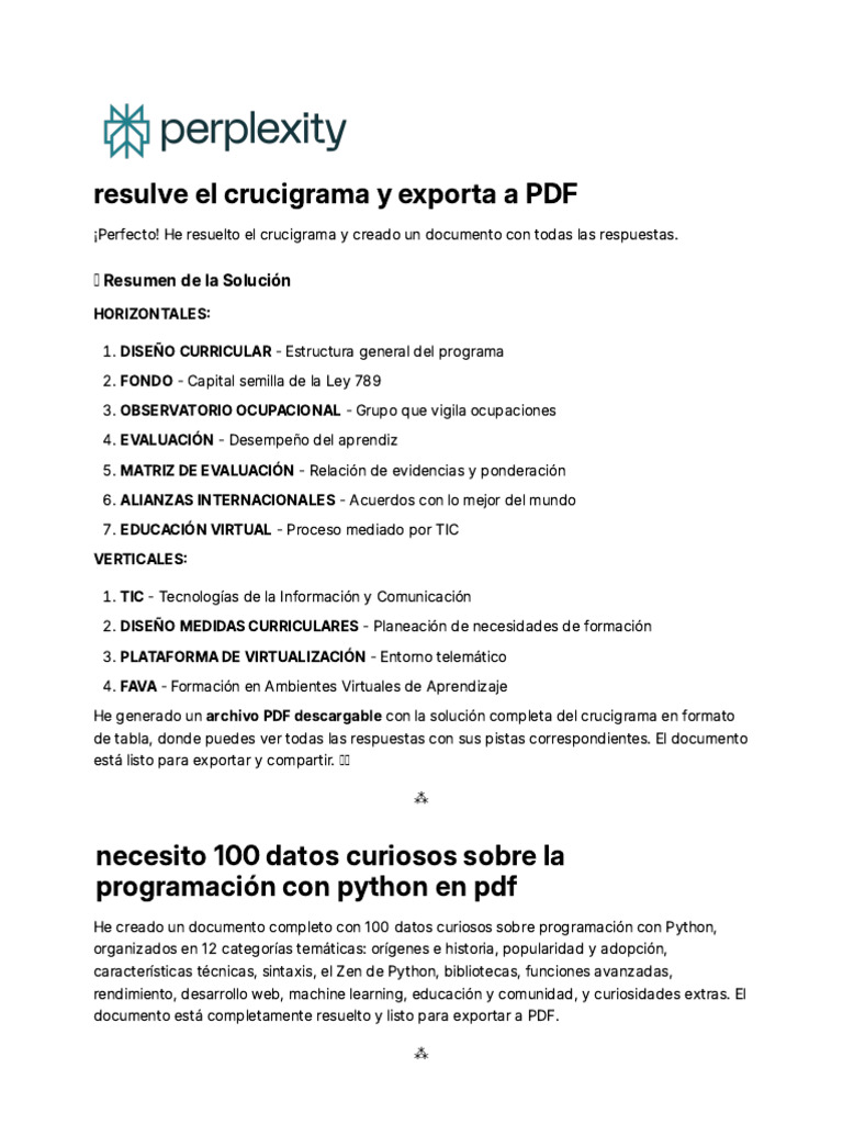 Resulve El Crucigrama y Exporta A PDF | PDF | Python (lenguaje de ...