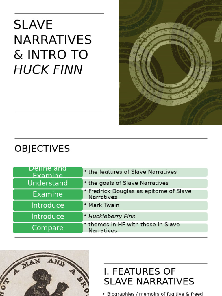 531 Lecture 7 - Slave Narratives & Huck Finn Intro | PDF | Huckleberry ...