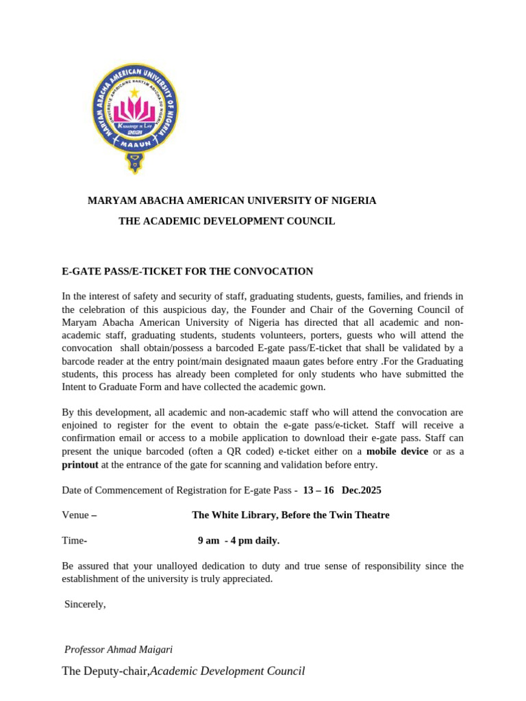 E-Gate Pass Registration for Convocation | PDF
